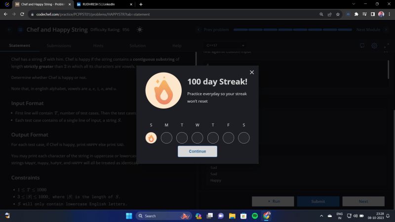 RUDHRESH S on LinkedIn: #codechef #codingjourney #100daysofcode # ... RUDHRESH S on LinkedIn: #codechef #codingjourney #100daysofcode # ...