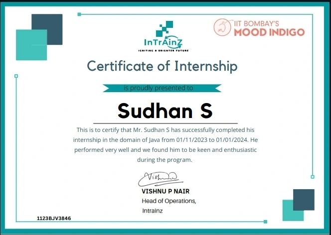 Sudhan S on LinkedIn: #java #javadevelopment #javase #internship # ... Sudhan S on LinkedIn: #java #javadevelopment #javase #internship # ...