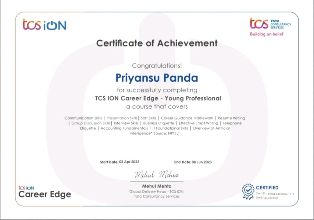 Priyansu Panda on LinkedIn: #tcs #tcsion #communicationskills # ... Priyansu Panda on LinkedIn: #tcs #tcsion #communicationskills # ...