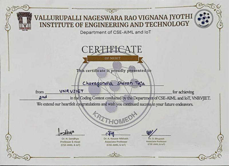 SHARAN TEJA CHARAGONDLA on LinkedIn: #coding #competitiveprogramming # ... SHARAN TEJA CHARAGONDLA on LinkedIn: #coding #competitiveprogramming # ...