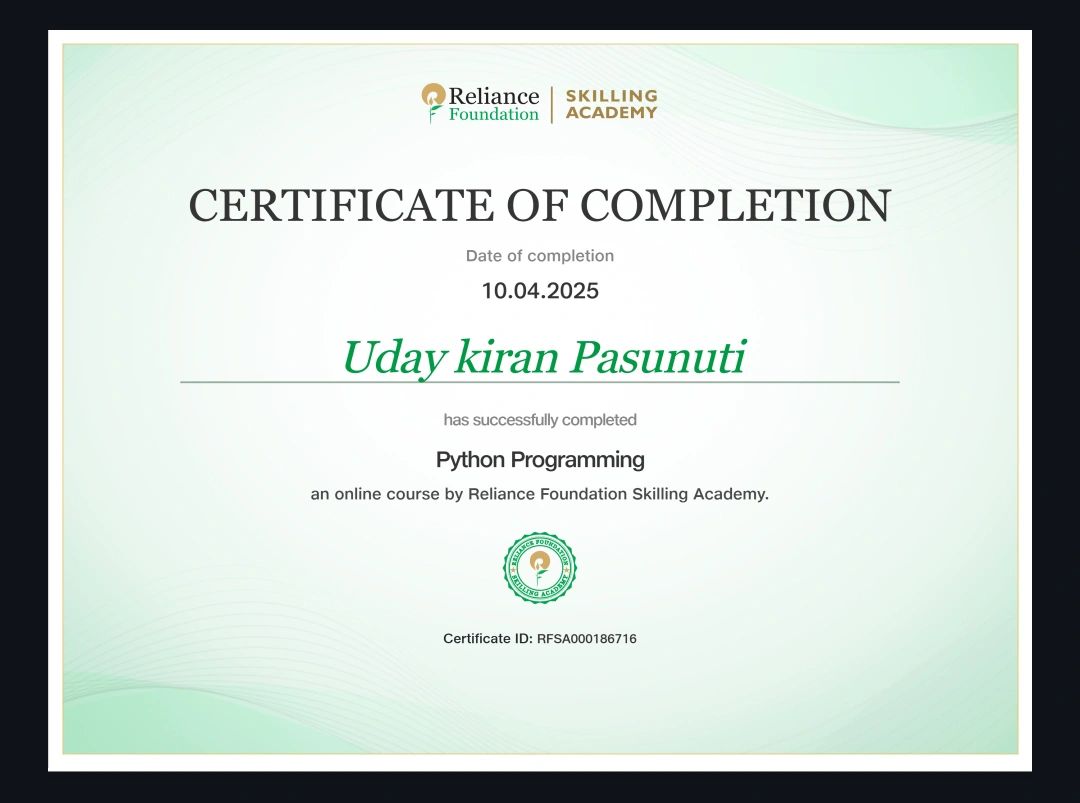 #skillingacademy #python #pythonprogramming | Uday Kiran #skillingacademy #python #pythonprogramming | Uday Kiran