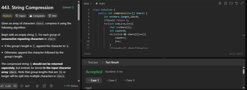 Day60#100DaysOfLeetCodeChallenge Today I solved LeetCode:443. String ... Day60#100DaysOfLeetCodeChallenge Today I solved LeetCode:443. String ...