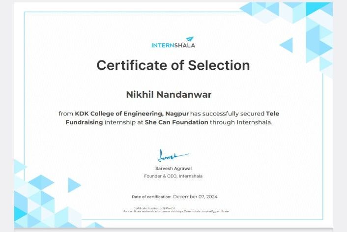 NIKHIL NANDANWAR on LinkedIn: completed successfully telephone rising ... NIKHIL NANDANWAR on LinkedIn: completed successfully telephone rising ...