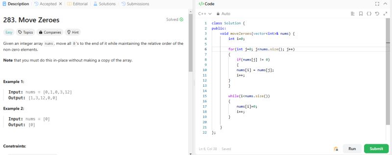 #leetcode #cplusplus #dsa #movezeroes #arrays #techjourney… | Sahid Khan #leetcode #cplusplus #dsa #movezeroes #arrays #techjourney… | Sahid Khan