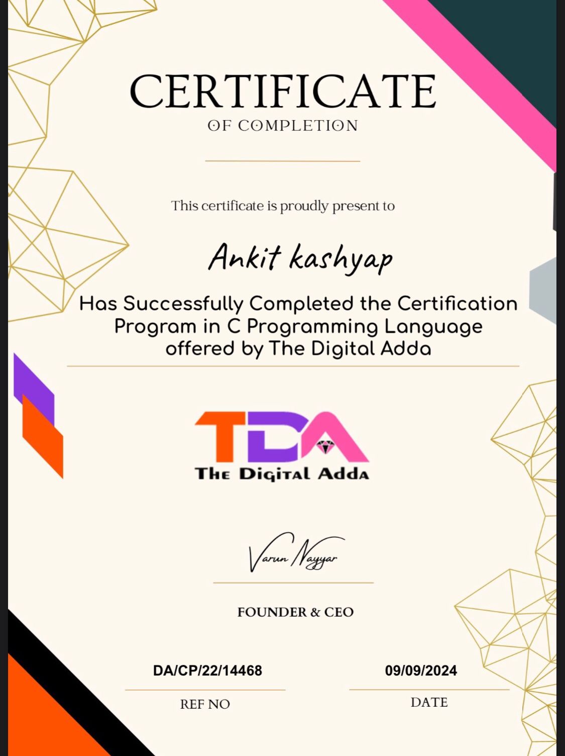 Ankit Kashyap on LinkedIn: The completatio. Certificate of C ... Ankit Kashyap on LinkedIn: The completatio. Certificate of C ...