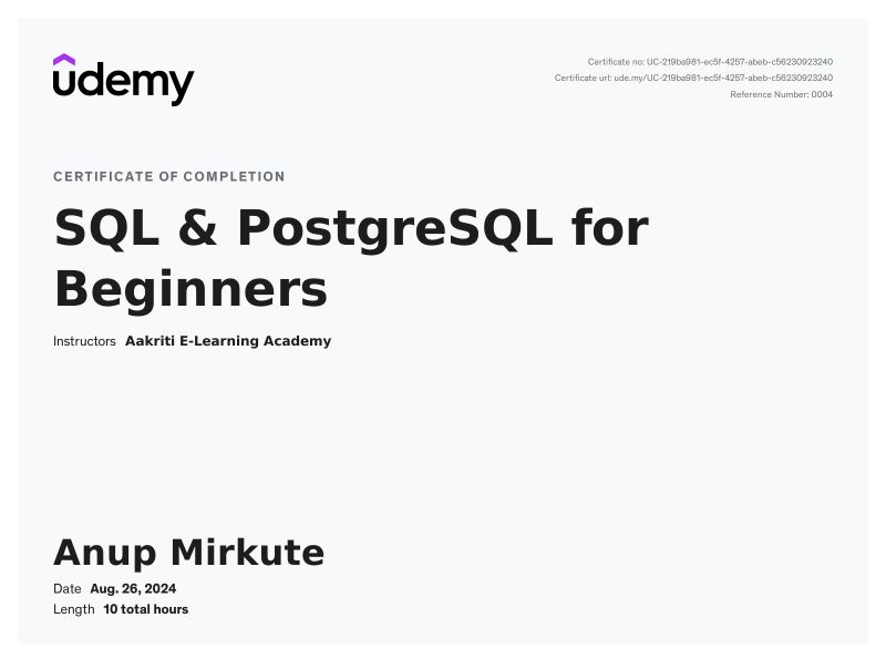 Anup Mirkute on LinkedIn: #sql #postgresql #database #datamanagement # ... Anup Mirkute on LinkedIn: #sql #postgresql #database #datamanagement # ...
