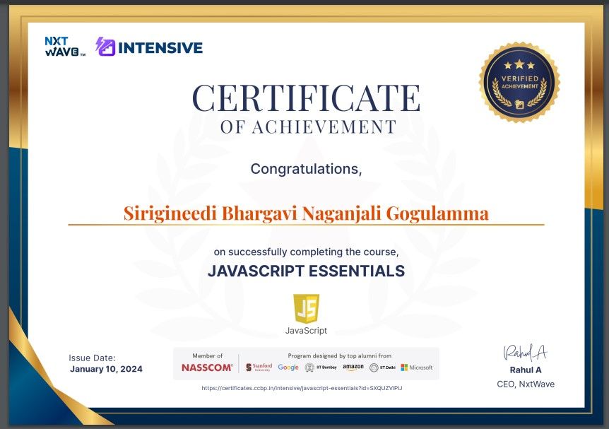 Bhargavi Naganjali Gogulamma Sirigineedi on LinkedIn: #nxtwave #ccbp # ... Bhargavi Naganjali Gogulamma Sirigineedi on LinkedIn: #nxtwave #ccbp # ...