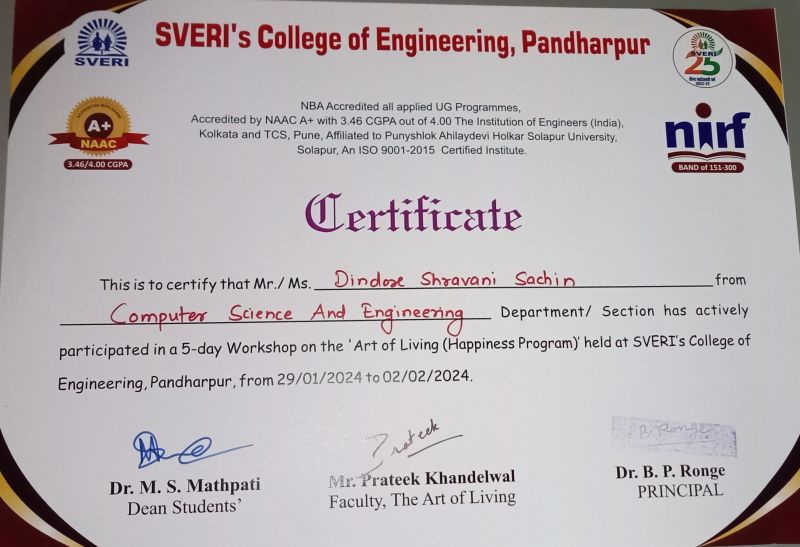 Shravani Dindore on LinkedIn: #artofliving Shravani Dindore on LinkedIn: #artofliving