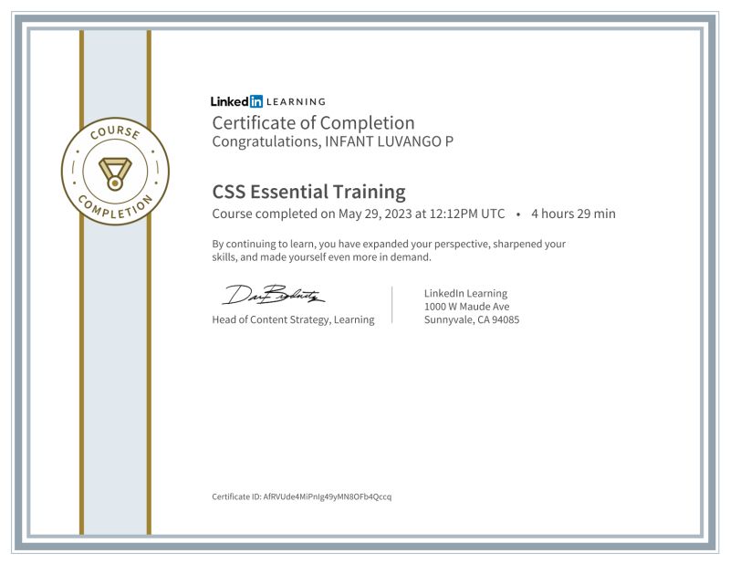 INFANT LUVANGO P on LinkedIn: Certificate of Completion INFANT LUVANGO P on LinkedIn: Certificate of Completion