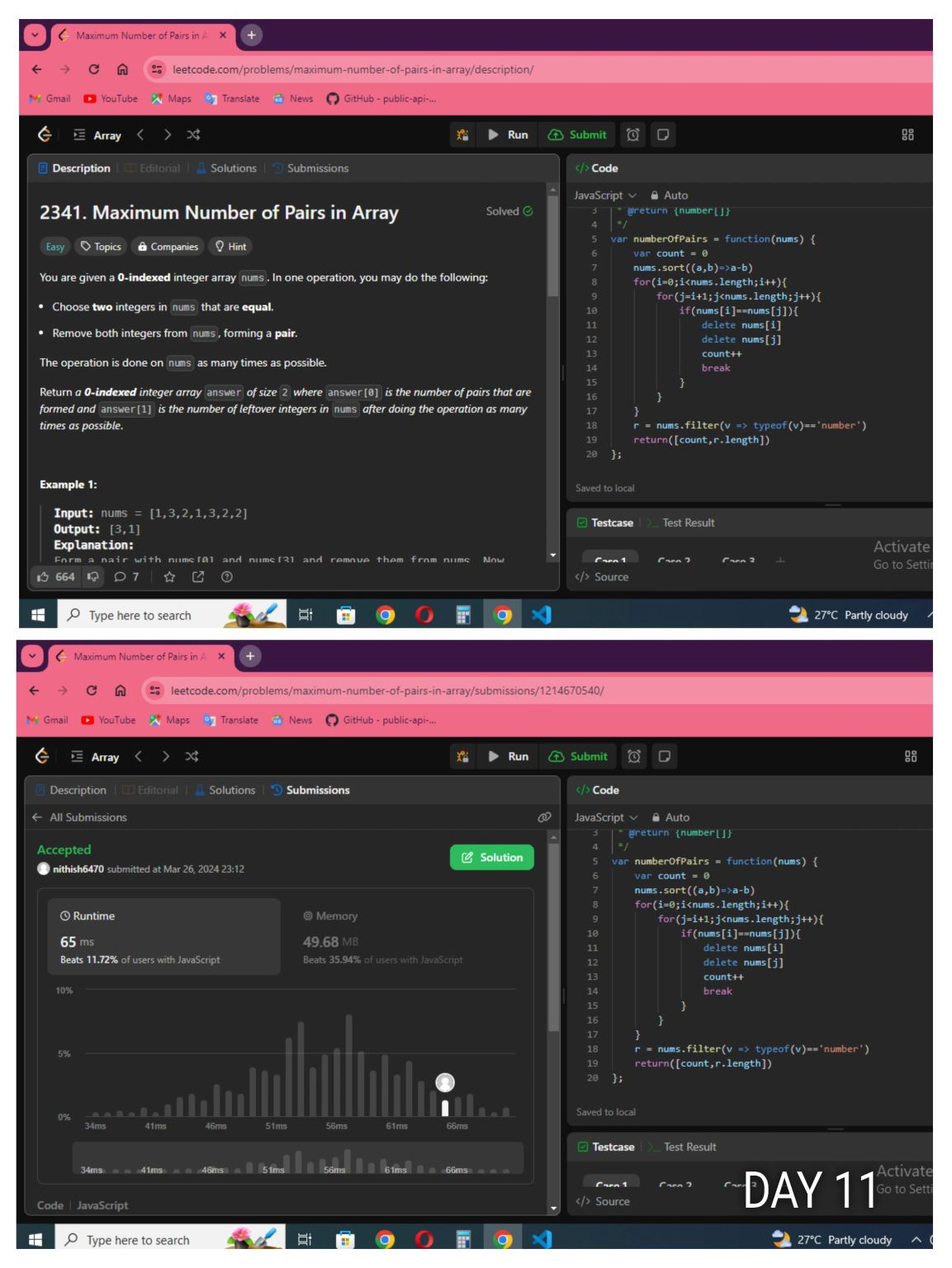 #100daysofcode #100daysofcoding #javascript #codingjourney #leetcode ... #100daysofcode #100daysofcoding #javascript #codingjourney #leetcode ...