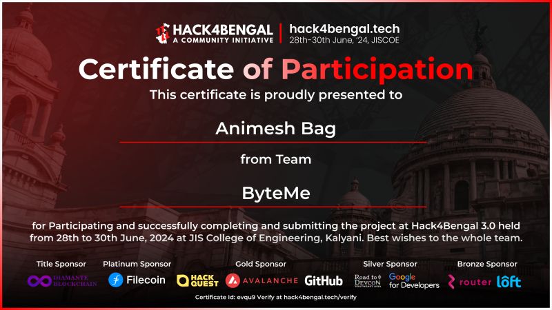 Animesh Bag on LinkedIn: #hack4bengal #hackathon #byteme #innovation # ... Animesh Bag on LinkedIn: #hack4bengal #hackathon #byteme #innovation # ...