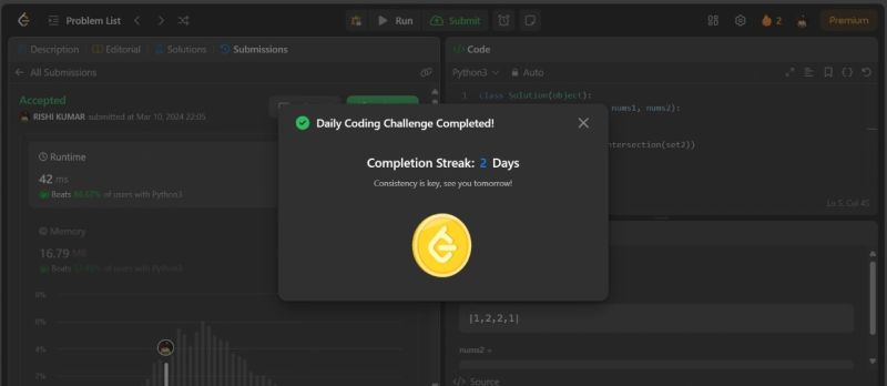 Rishi Kumar on LinkedIn: #day2 #leetcodestreak #leetcode #kit Rishi Kumar on LinkedIn: #day2 #leetcodestreak #leetcode #kit