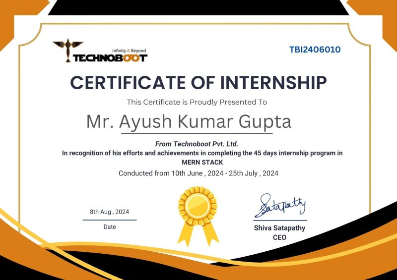 Ayush Kumar gupta on LinkedIn: #mernstack #internship #technoboot # ... Ayush Kumar gupta on LinkedIn: #mernstack #internship #technoboot # ...