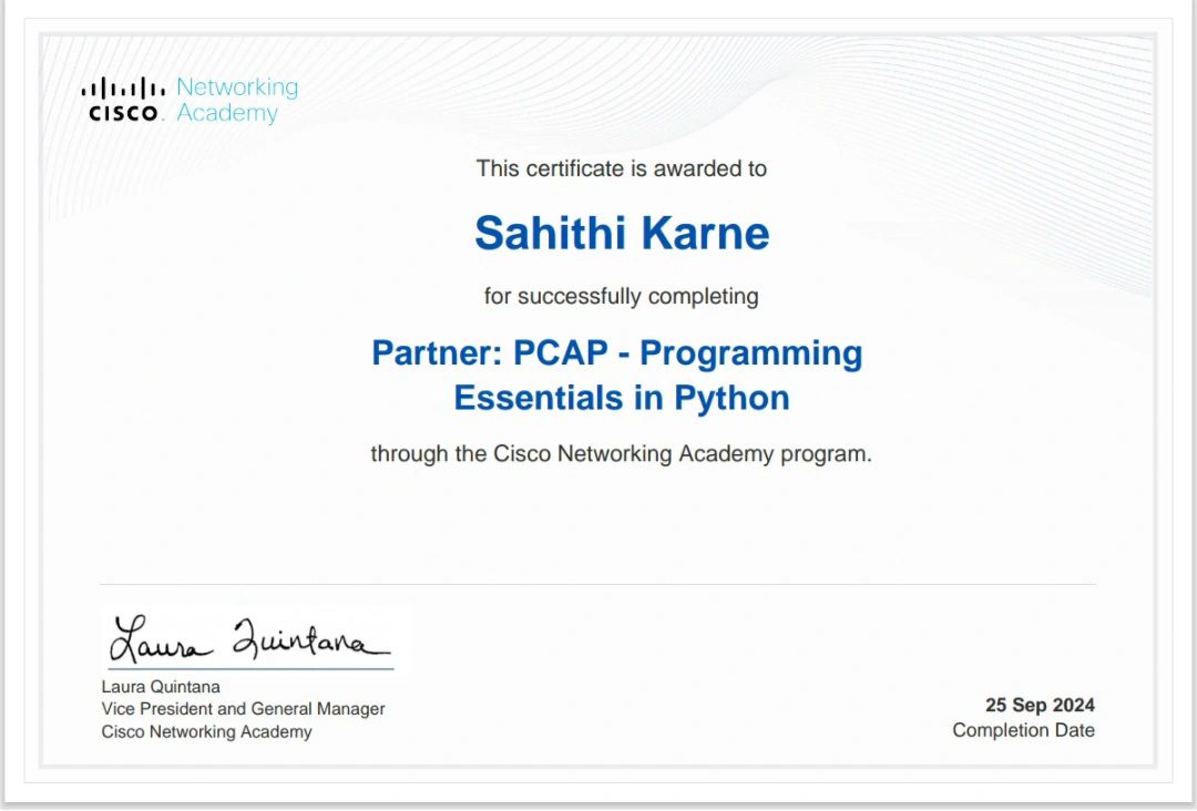 Sahithi Karne on LinkedIn: Hello everyone , I have successfully ... Sahithi Karne on LinkedIn: Hello everyone , I have successfully ...