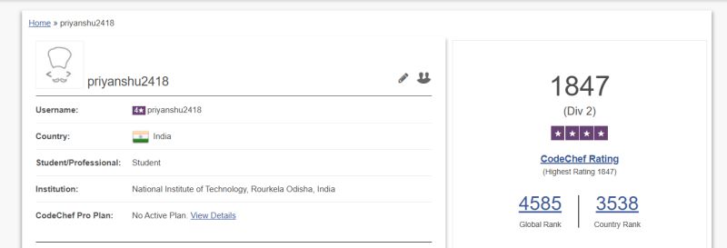 Priyanshu Sahoo on LinkedIn: #codechef #milestone #codingjourney # ... Priyanshu Sahoo on LinkedIn: #codechef #milestone #codingjourney # ...