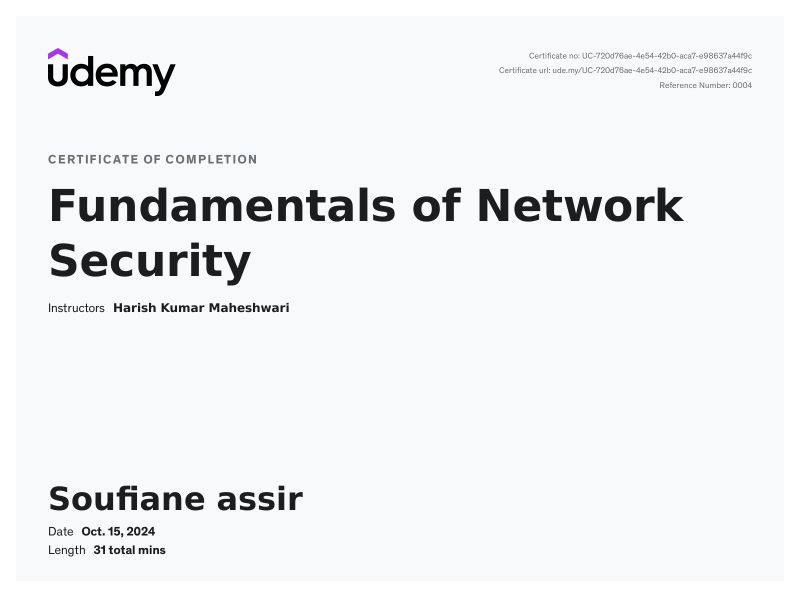 Soufiane ASSIR on LinkedIn: Fundamentals of Network Security from Udemy! Soufiane ASSIR on LinkedIn: Fundamentals of Network Security from Udemy!