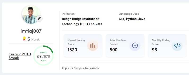 Solving 500 problems on GeeksforGeeks | SK IMTIAJ UDDIN posted on the ... Solving 500 problems on GeeksforGeeks | SK IMTIAJ UDDIN posted on the ...