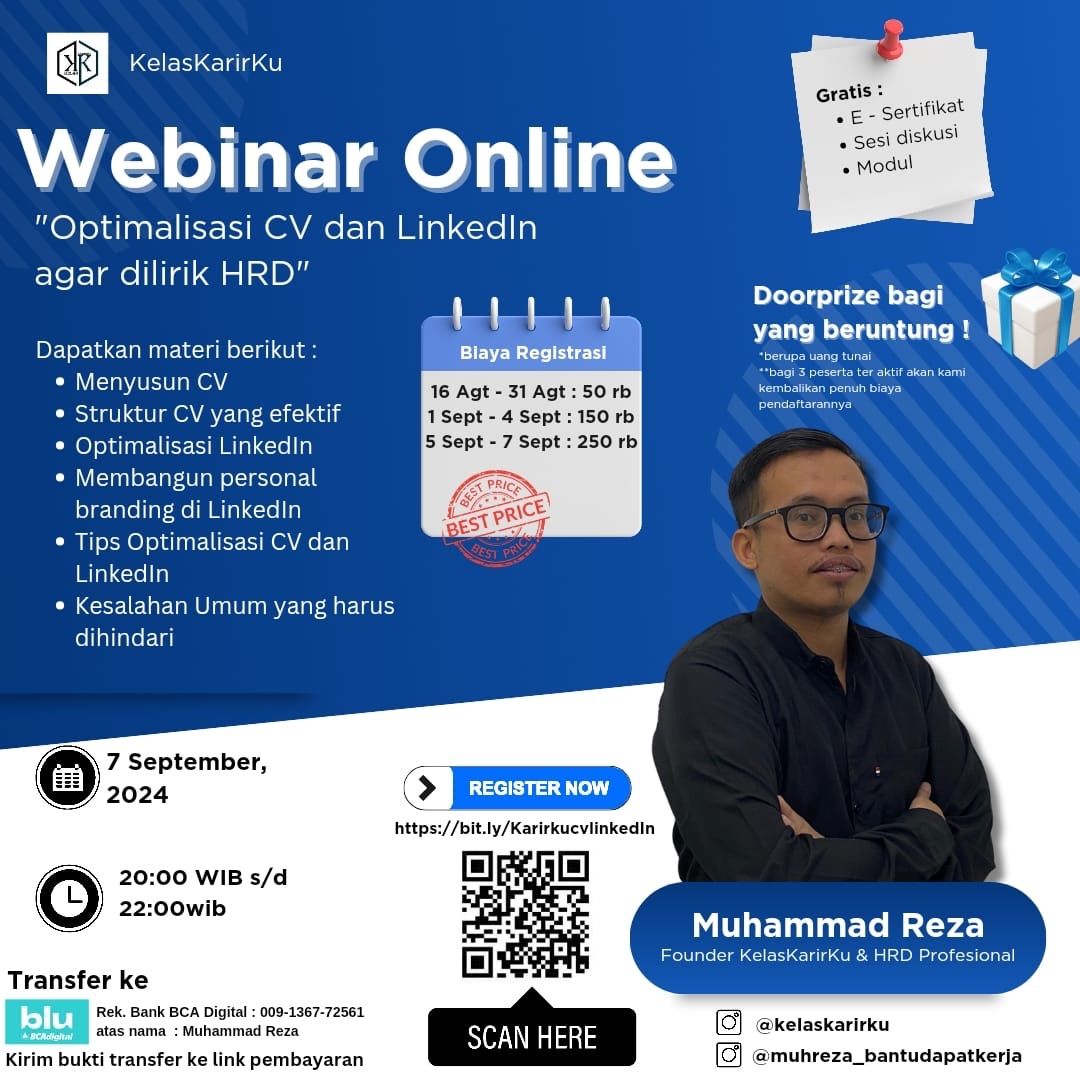 Muhammad Reza on LinkedIn: Silahkan daftar ya, bagi yang berimant ... Muhammad Reza on LinkedIn: Silahkan daftar ya, bagi yang berimant ...
