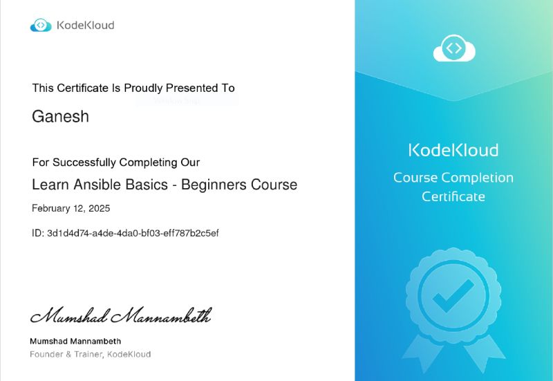 Completed Ansible Configuration Management Tool | Ganesh B Completed Ansible Configuration Management Tool | Ganesh B