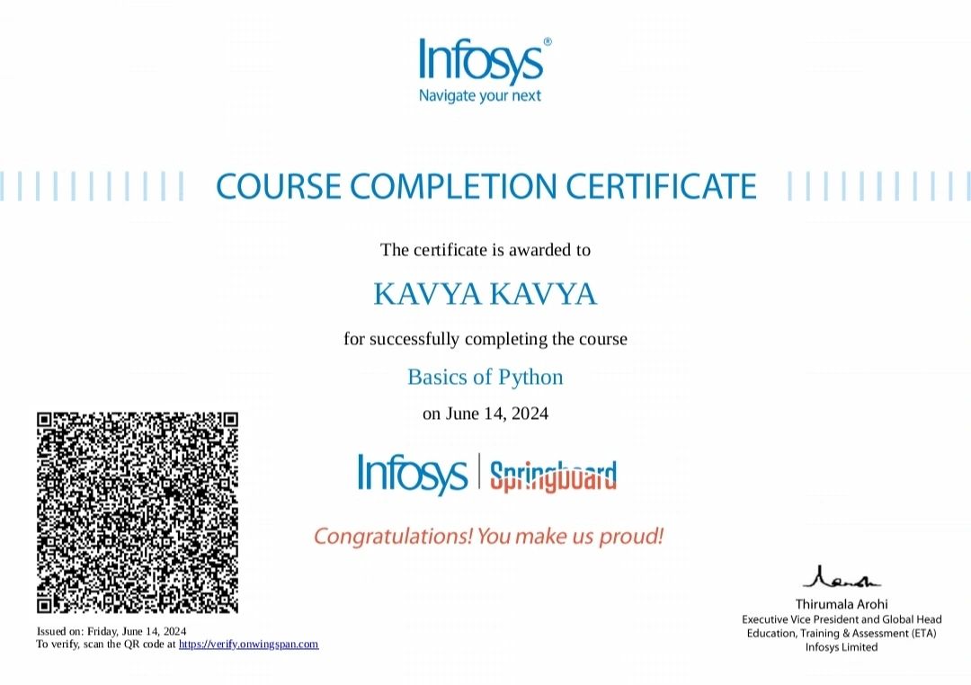 KATAM KAVYA on LinkedIn: #infosys #python #infosys KATAM KAVYA on LinkedIn: #infosys #python #infosys