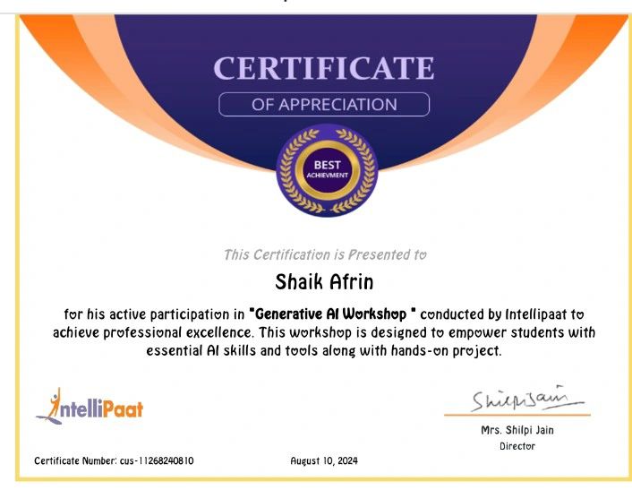 Afrin Shaik on LinkedIn: #generativeai #intellipaat #workshop Afrin Shaik on LinkedIn: #generativeai #intellipaat #workshop