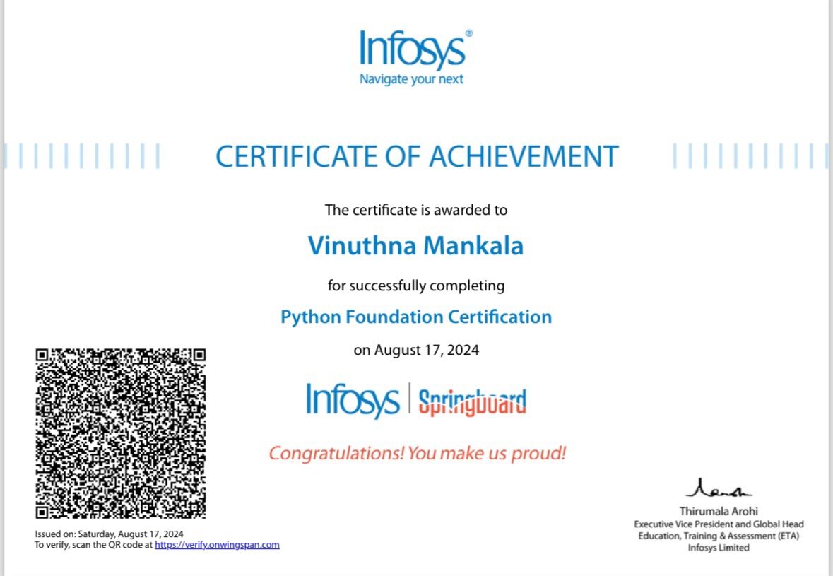 VINUTHNA MANKALA on LinkedIn: VINUTHNA MANKALA on LinkedIn: