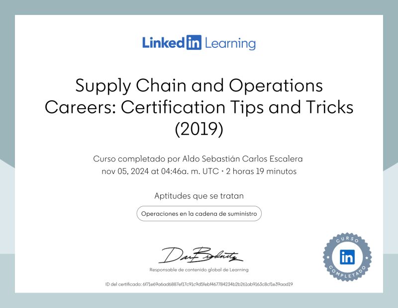 Certificate of Completion | Aldo Sebastián Carlos Escalera Certificate of Completion | Aldo Sebastián Carlos Escalera