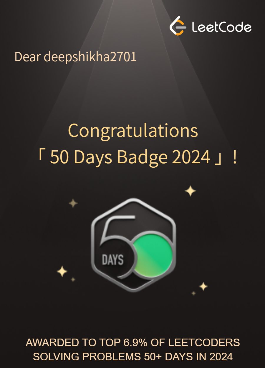 Deepshikha Chaudhary on LinkedIn: #leetcode Deepshikha Chaudhary on LinkedIn: #leetcode