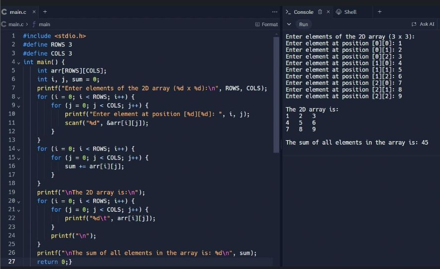 Day 71 of #100DaysOfCode: C program to find elements in a 2D array ... Day 71 of #100DaysOfCode: C program to find elements in a 2D array ...