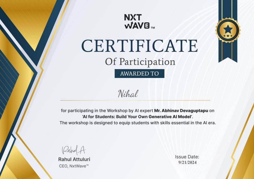 Nihal k on LinkedIn: #nxtwave #megagenaiworkshop #generativeai #ai # ... Nihal k on LinkedIn: #nxtwave #megagenaiworkshop #generativeai #ai # ...