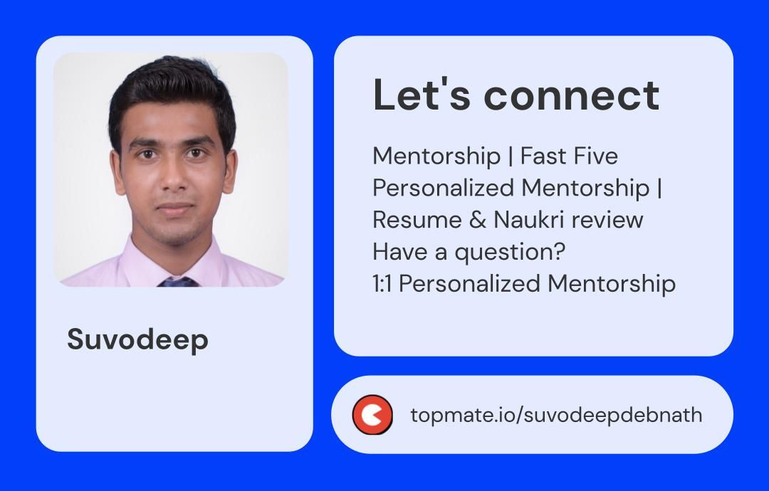 Suvodeep Debnath on LinkedIn: #mentorship #givebacktocommunity #topmate Suvodeep Debnath on LinkedIn: #mentorship #givebacktocommunity #topmate