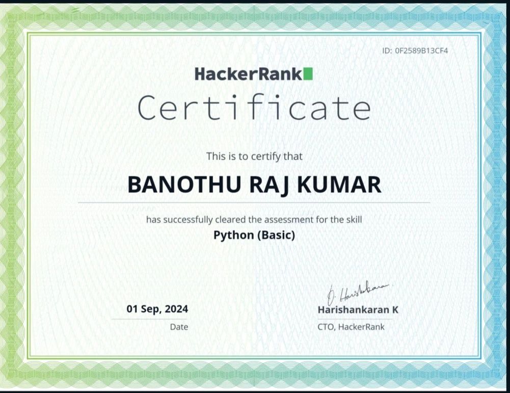Banothu Raj kumar on LinkedIn: #appreciation #hackerrank #codingskills ... Banothu Raj kumar on LinkedIn: #appreciation #hackerrank #codingskills ...