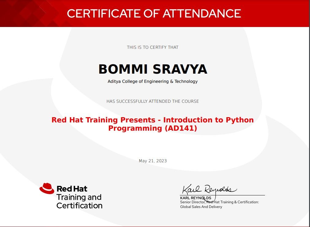 Sravya Bommi on LinkedIn: #redhat #python #rajeshbolla #kishore # ... Sravya Bommi on LinkedIn: #redhat #python #rajeshbolla #kishore # ...