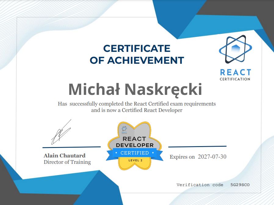 React Certification on LinkedIn: #reactcertification #reactjs #poland React Certification on LinkedIn: #reactcertification #reactjs #poland