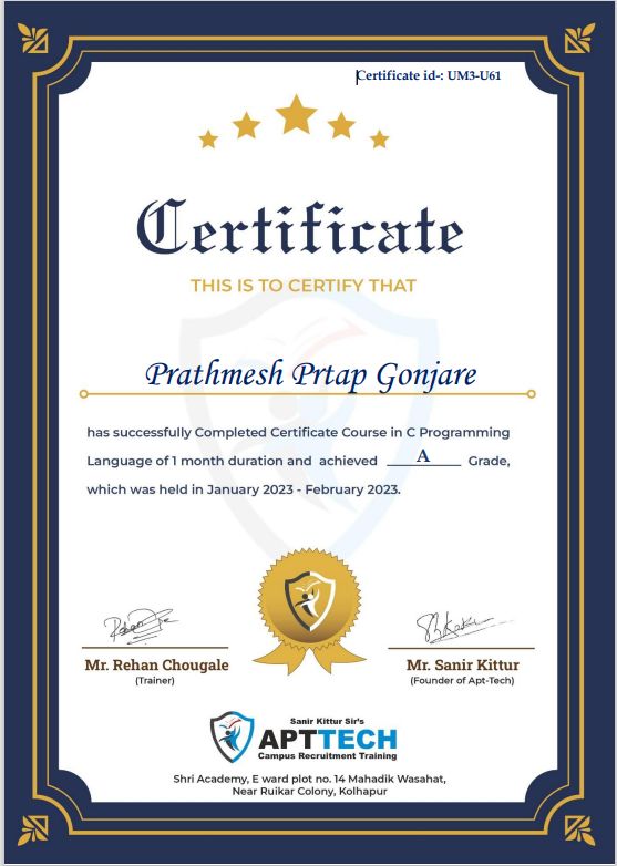Prathmesh Gonjare on LinkedIn: #cprogramming #certification # ... Prathmesh Gonjare on LinkedIn: #cprogramming #certification # ...