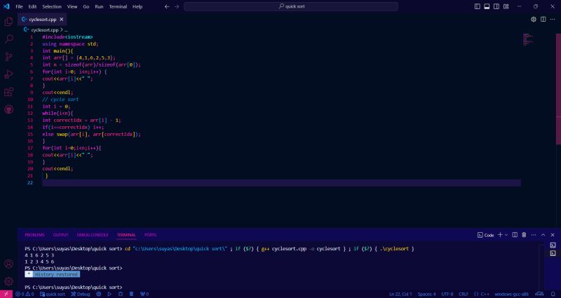 Suyash Agarwal on LinkedIn: #cplusplus #cyclesort #algorithms # ... Suyash Agarwal on LinkedIn: #cplusplus #cyclesort #algorithms # ...