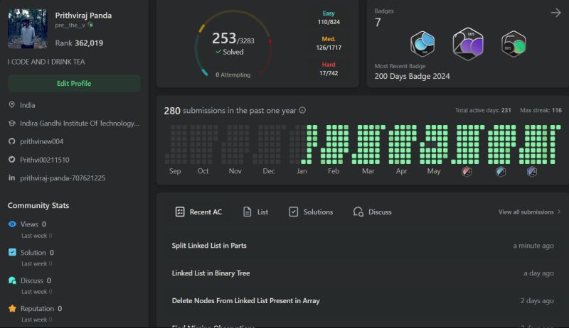Prithviraj Panda on LinkedIn: #leetcode #100daysofcode # ... Prithviraj Panda on LinkedIn: #leetcode #100daysofcode # ...