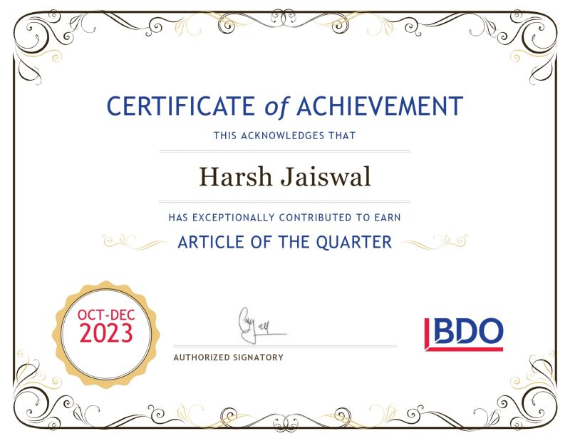 HARSH JAISWAL on LinkedIn: #bdo #articleofthequarter | 25 comments HARSH JAISWAL on LinkedIn: #bdo #articleofthequarter | 25 comments