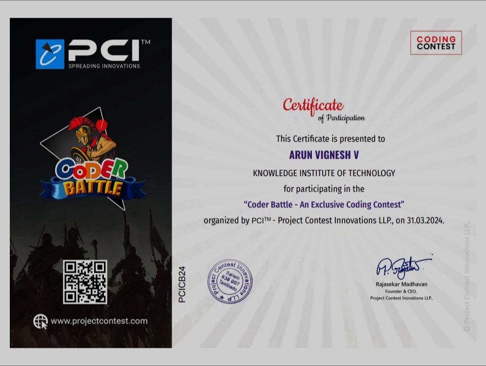Arun vignesh V on LinkedIn: #codingcontest #pci #problemsolving # ... Arun vignesh V on LinkedIn: #codingcontest #pci #problemsolving # ...