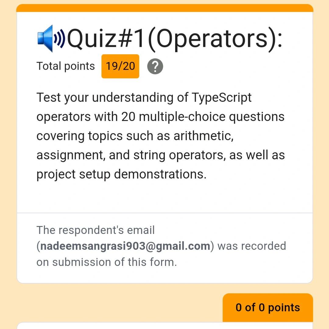 Nadeem Khan on LinkedIn: Just finished a Typescript understanding quiz ... Nadeem Khan on LinkedIn: Just finished a Typescript understanding quiz ...