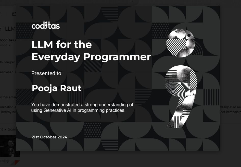 Pooja Raut on LinkedIn: #generativeai #llm #ai #learning #coditas # ... Pooja Raut on LinkedIn: #generativeai #llm #ai #learning #coditas # ...