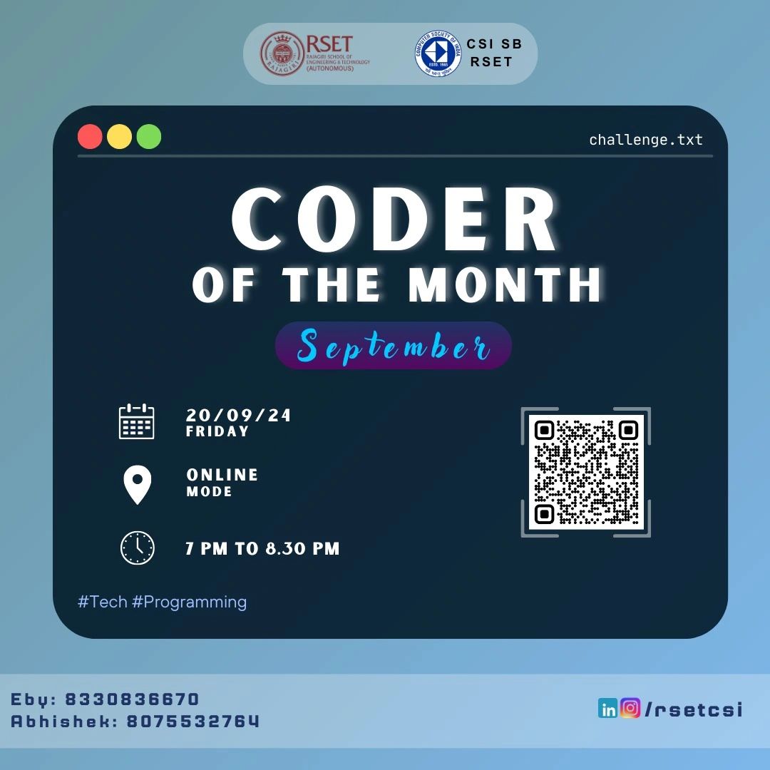 RSET CSI on LinkedIn: Unleash Your Coding Potential!馃殌 Are you a coding ... RSET CSI on LinkedIn: Unleash Your Coding Potential!馃殌 Are you a coding ...