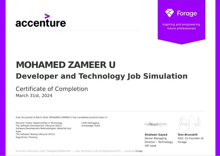 I just completed Accenture UK's Developer and Technology on Forage In ... I just completed Accenture UK's Developer and Technology on Forage In ...