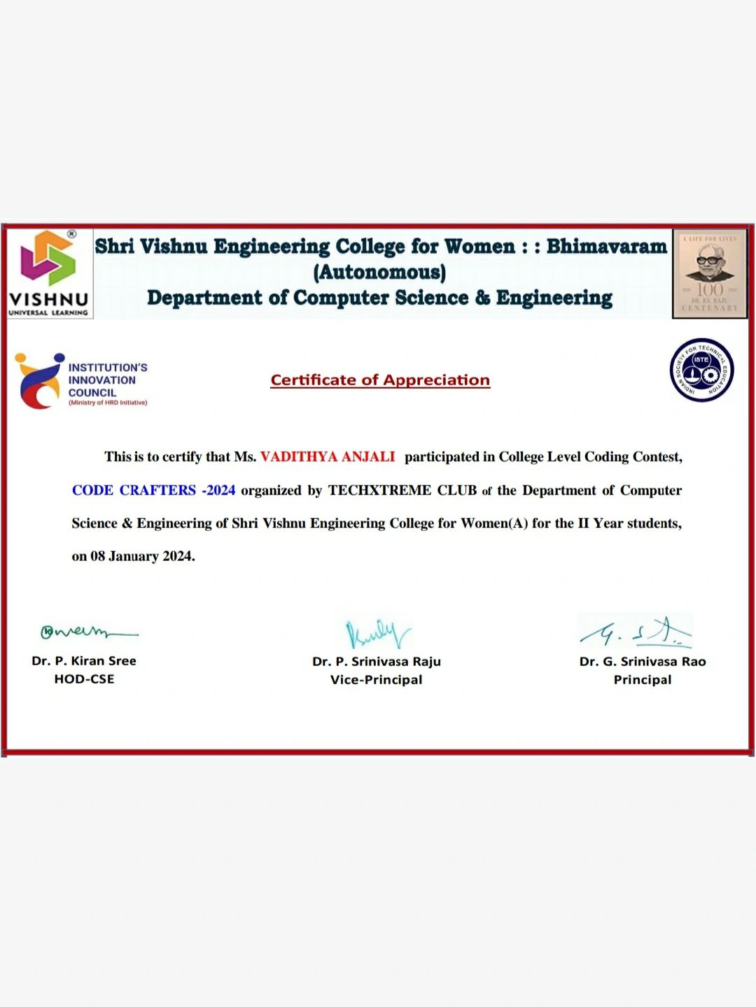 Anjali Vadithya on LinkedIn: #codecrafters2024 #techxtremeclub # ... Anjali Vadithya on LinkedIn: #codecrafters2024 #techxtremeclub # ...