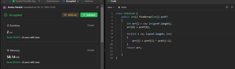 Find Prefix Xor for #100daysofcodechallenge | Anshu Harshit posted on ... Find Prefix Xor for #100daysofcodechallenge | Anshu Harshit posted on ...