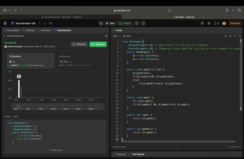 LeetCode solved Min Stack problem 155 | Harsh Srivastav posted on the ... LeetCode solved Min Stack problem 155 | Harsh Srivastav posted on the ...