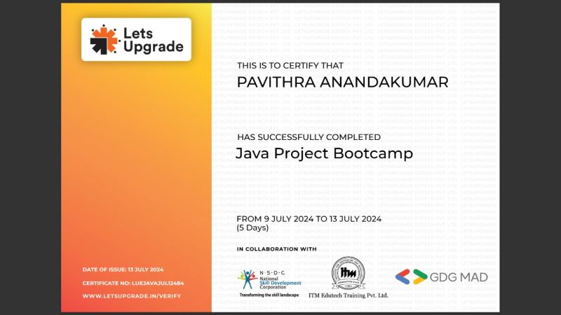 PAVITHRA ANANDAKUMAR on LinkedIn: #java #softwaredevelopment #bootcamp ... PAVITHRA ANANDAKUMAR on LinkedIn: #java #softwaredevelopment #bootcamp ...