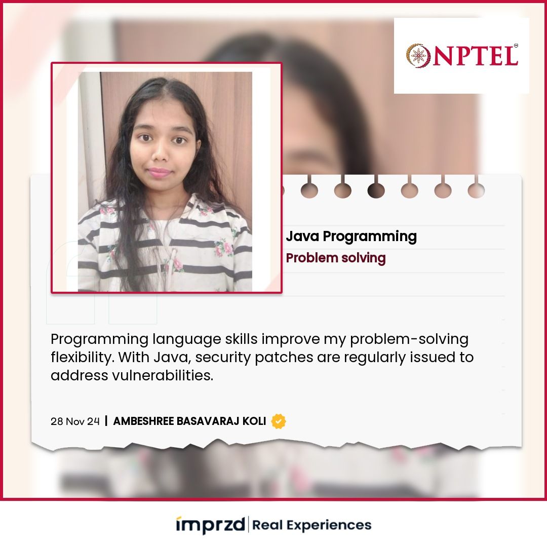 Ambeshree Koli on LinkedIn: #java #nptel #programminginjava # ... Ambeshree Koli on LinkedIn: #java #nptel #programminginjava # ...