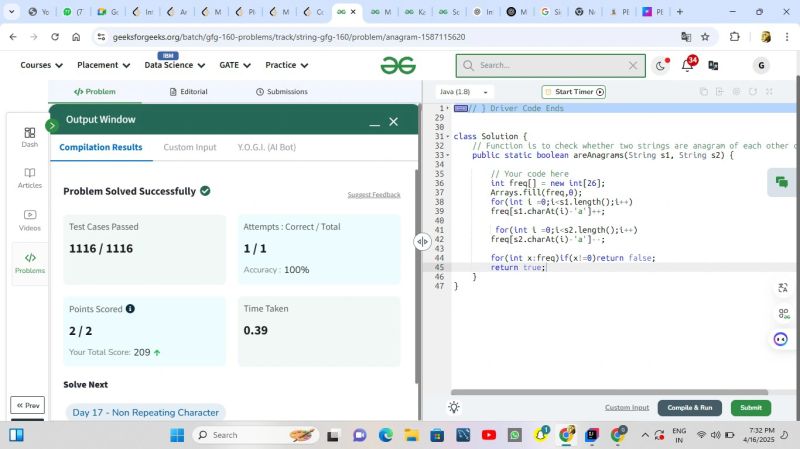 #160daysofcode #geeksforgeeks #anagram #codingchallenge #100daysofcode ... #160daysofcode #geeksforgeeks #anagram #codingchallenge #100daysofcode ...