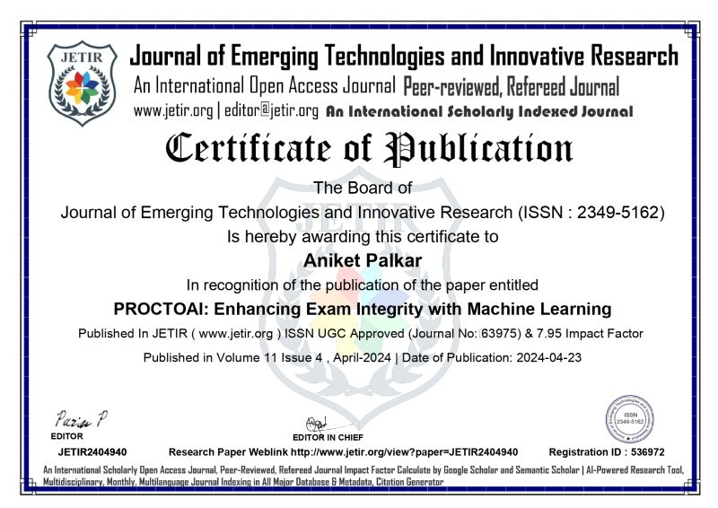 Our paper on ProctoAI with Machine Learning | Aniket Palkar posted on ... Our paper on ProctoAI with Machine Learning | Aniket Palkar posted on ...